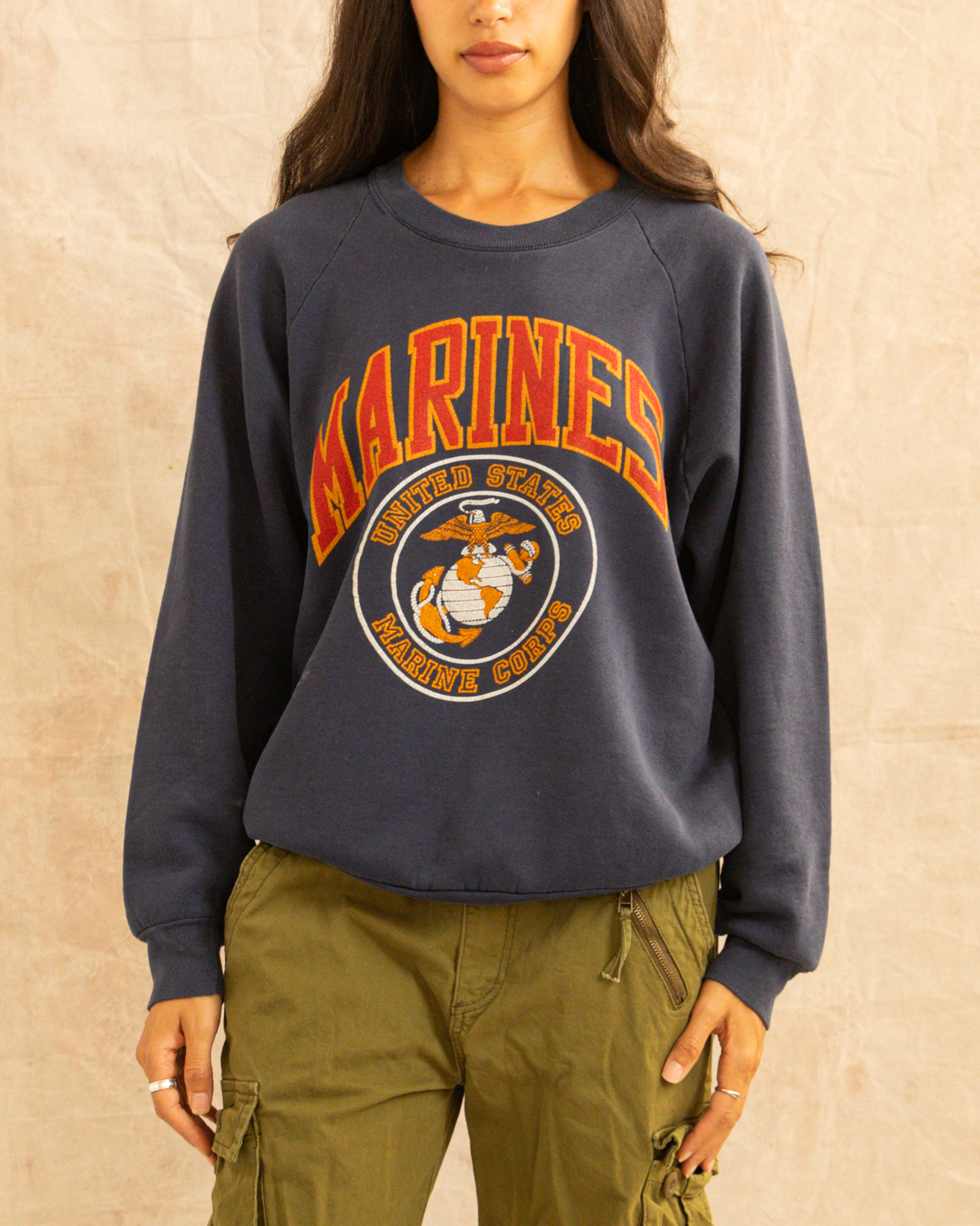Vintage 90s "Marines" United States Marine Corps Crewneck Navy (L ...