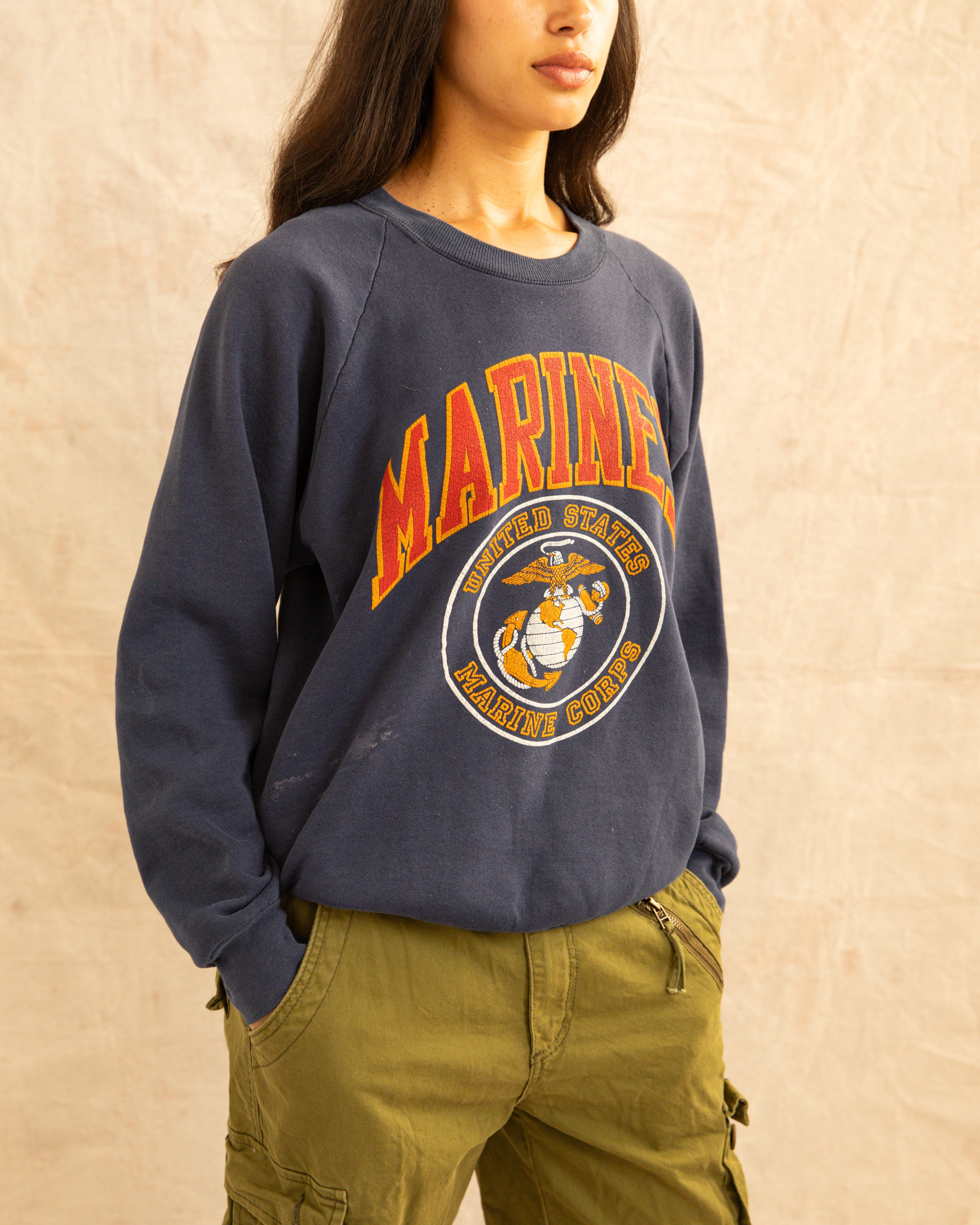 Vintage 90s "Marines" United States Marine Corps Crewneck Navy (L ...